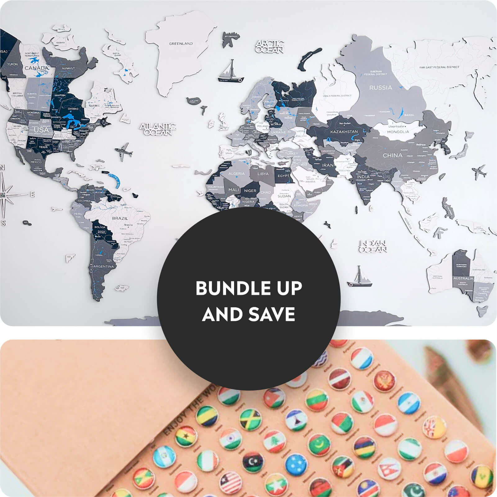 Bundle: Colored Map and Flags Pins from Enjoy The Wood ‣ Good Price ...
