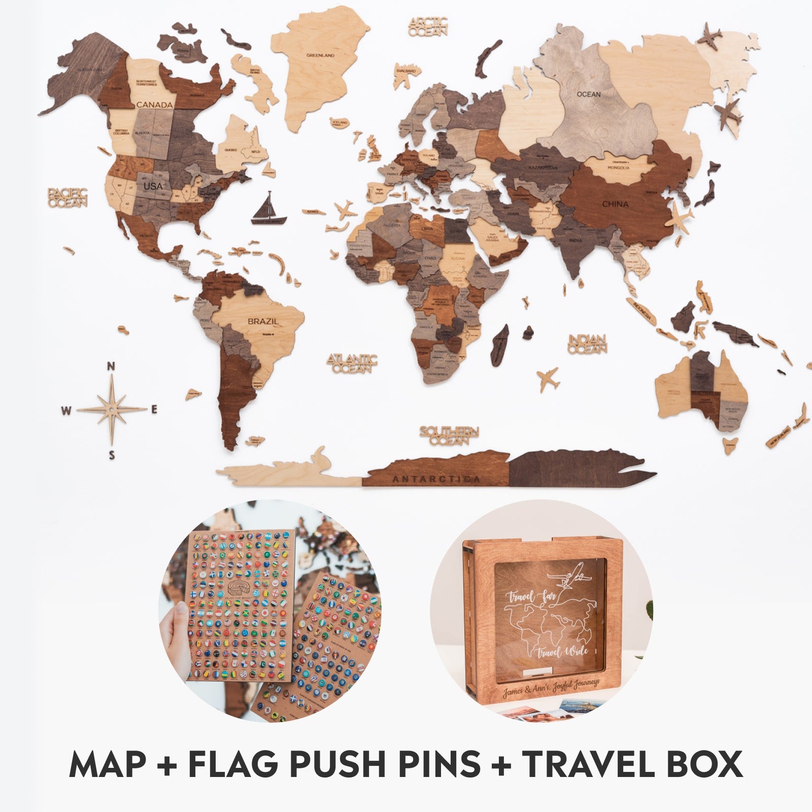 Bundle: Map, Flags Pins, Travel box ‣ Order Now