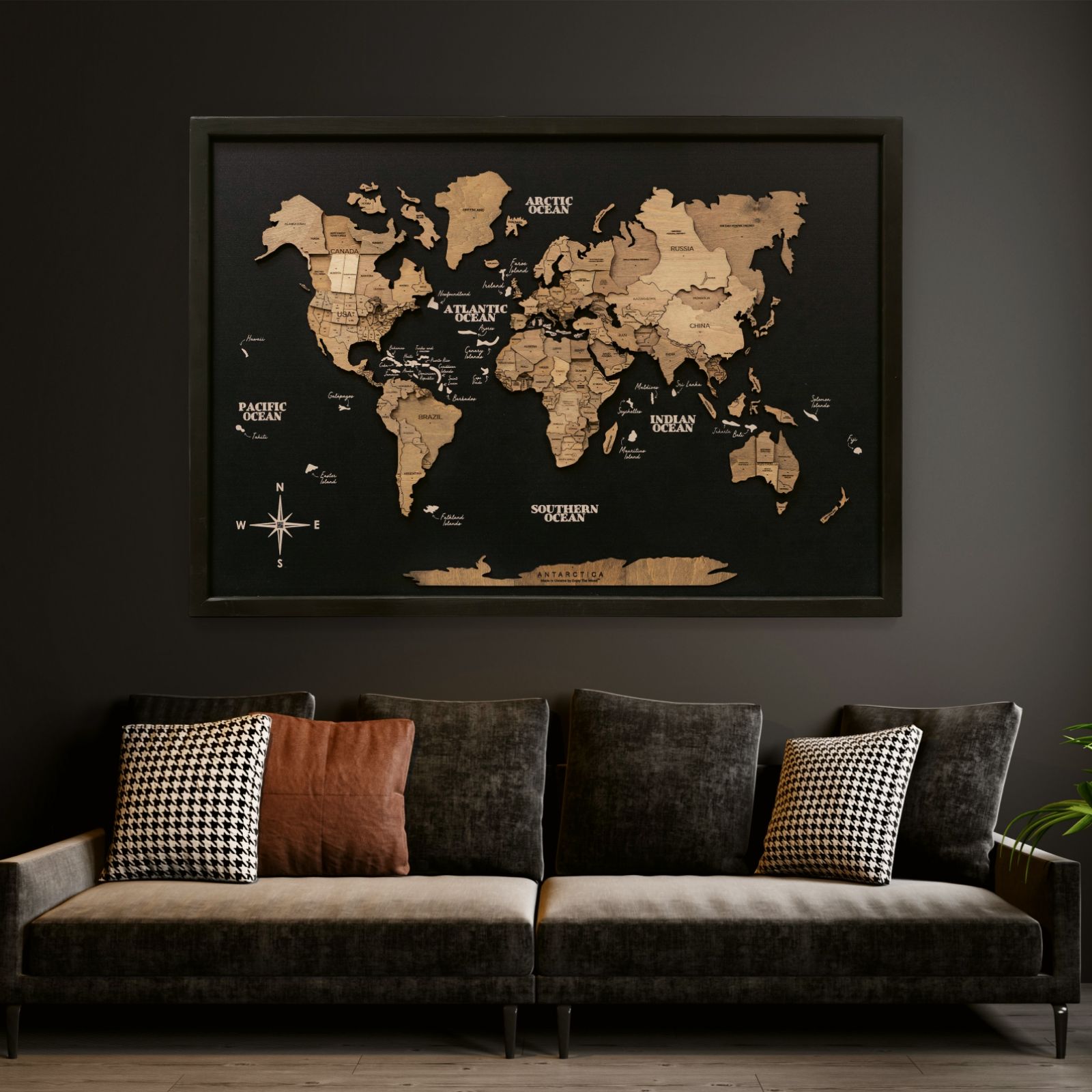 Wooden World Map Board - Enjoy The Wood - Order Now