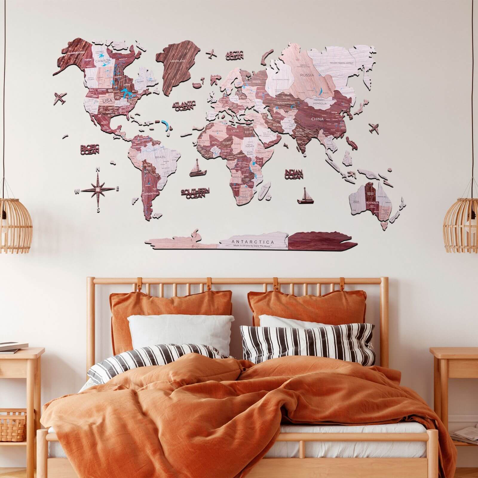 2D Wooden World Map Cappuccino from Enjoy The Wood
