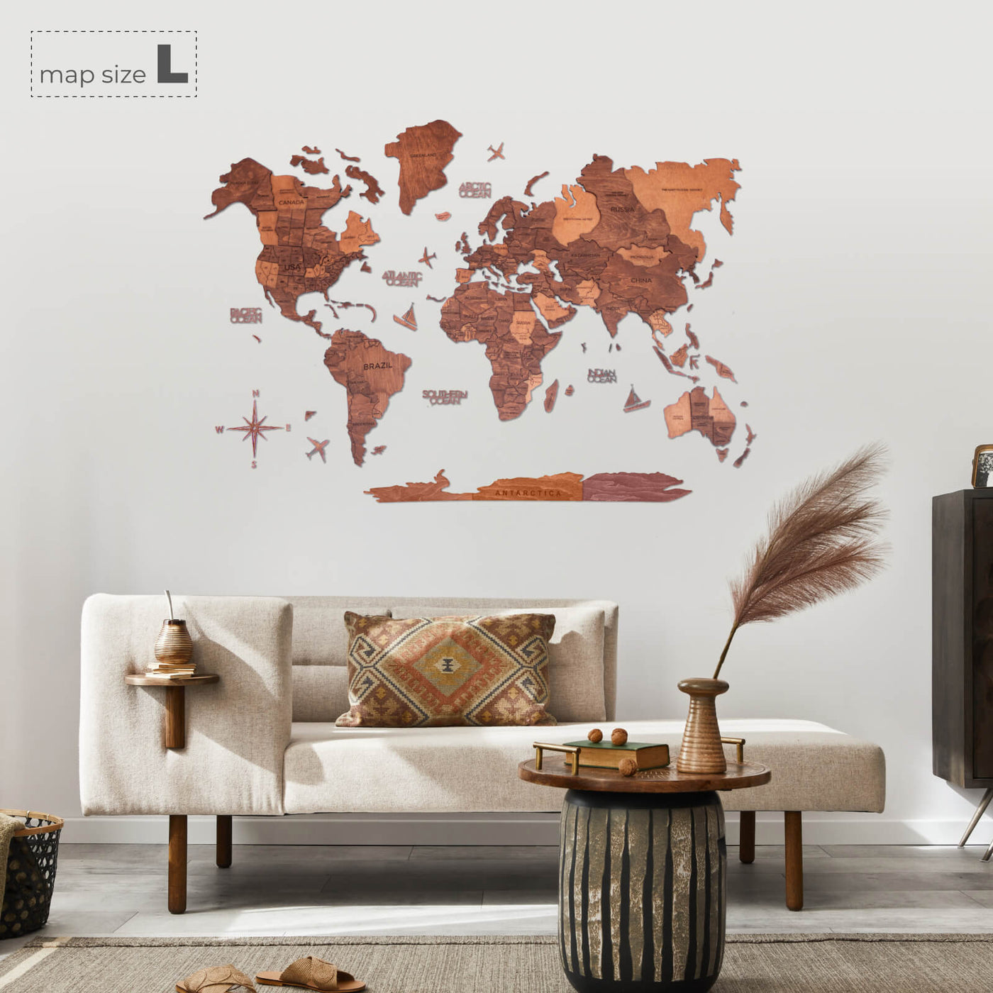 3D Wooden World Map Multilayered Oak ‣ Enjoy The Wood