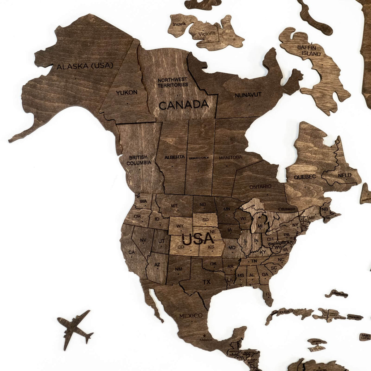 3D Wooden World Map Color Dark Walnut ‣ Enjoy The Wood