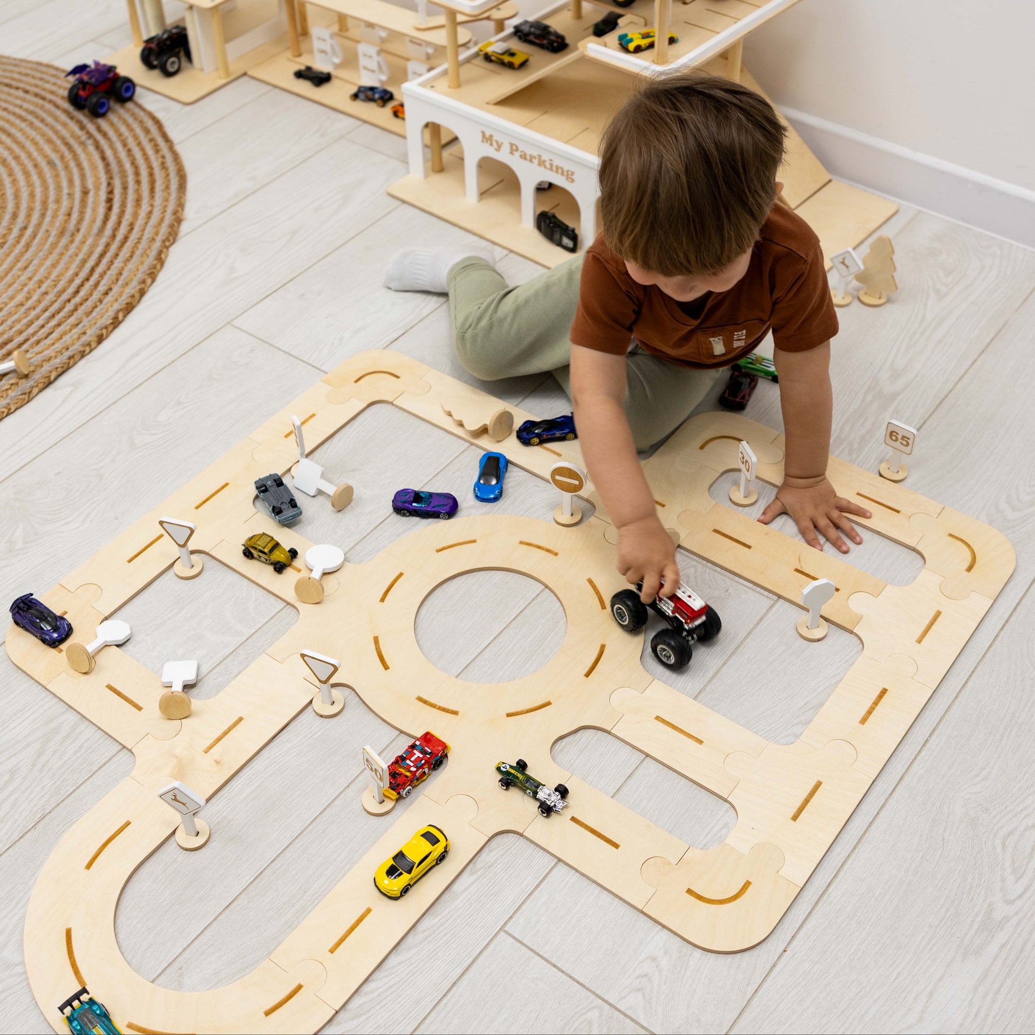 Wooden Car Track Toy – Pretend Play for Kids | Enjoy The Wood