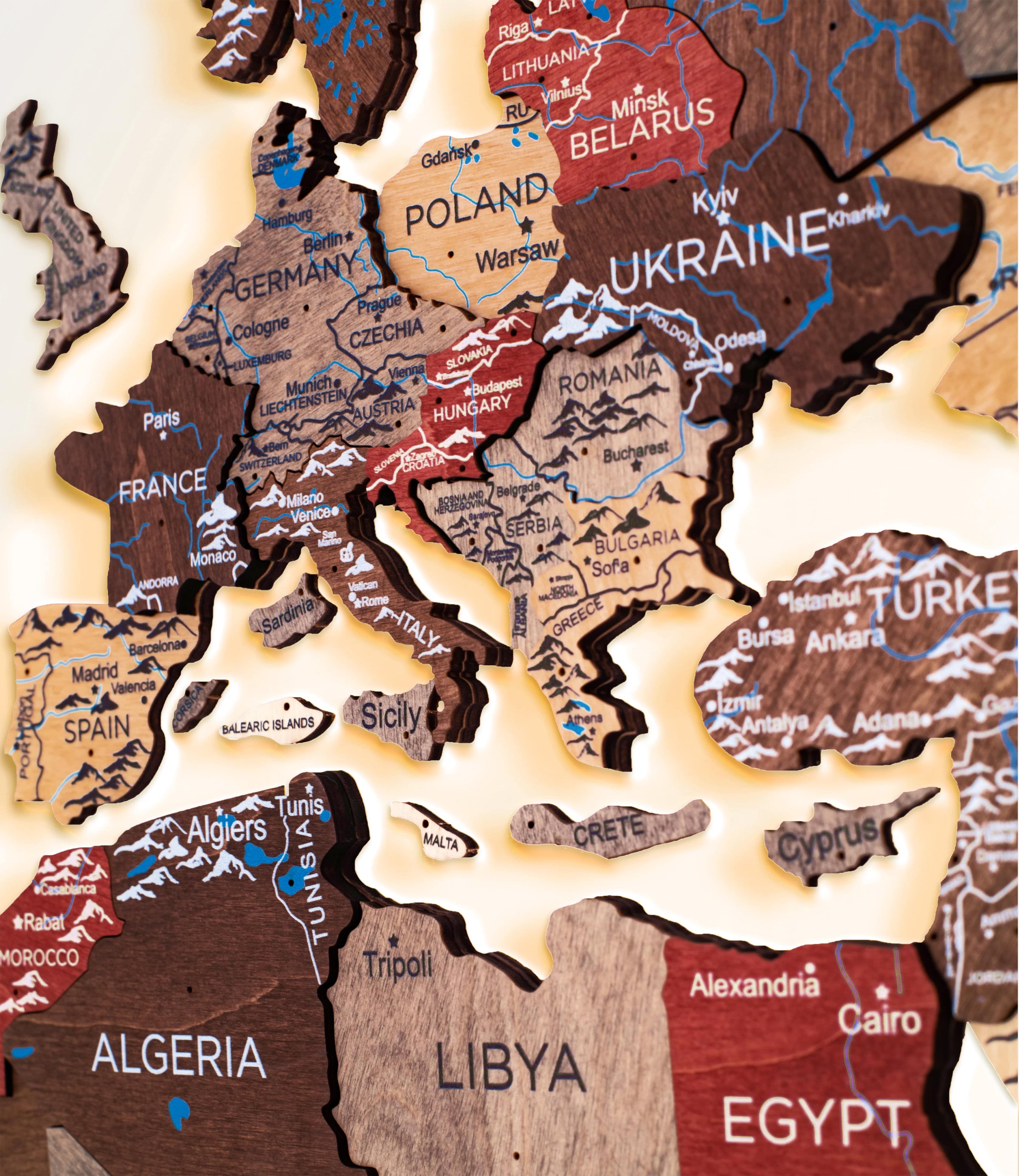 3D LED Wooden World Map → Fusion → Enjoy The Wood