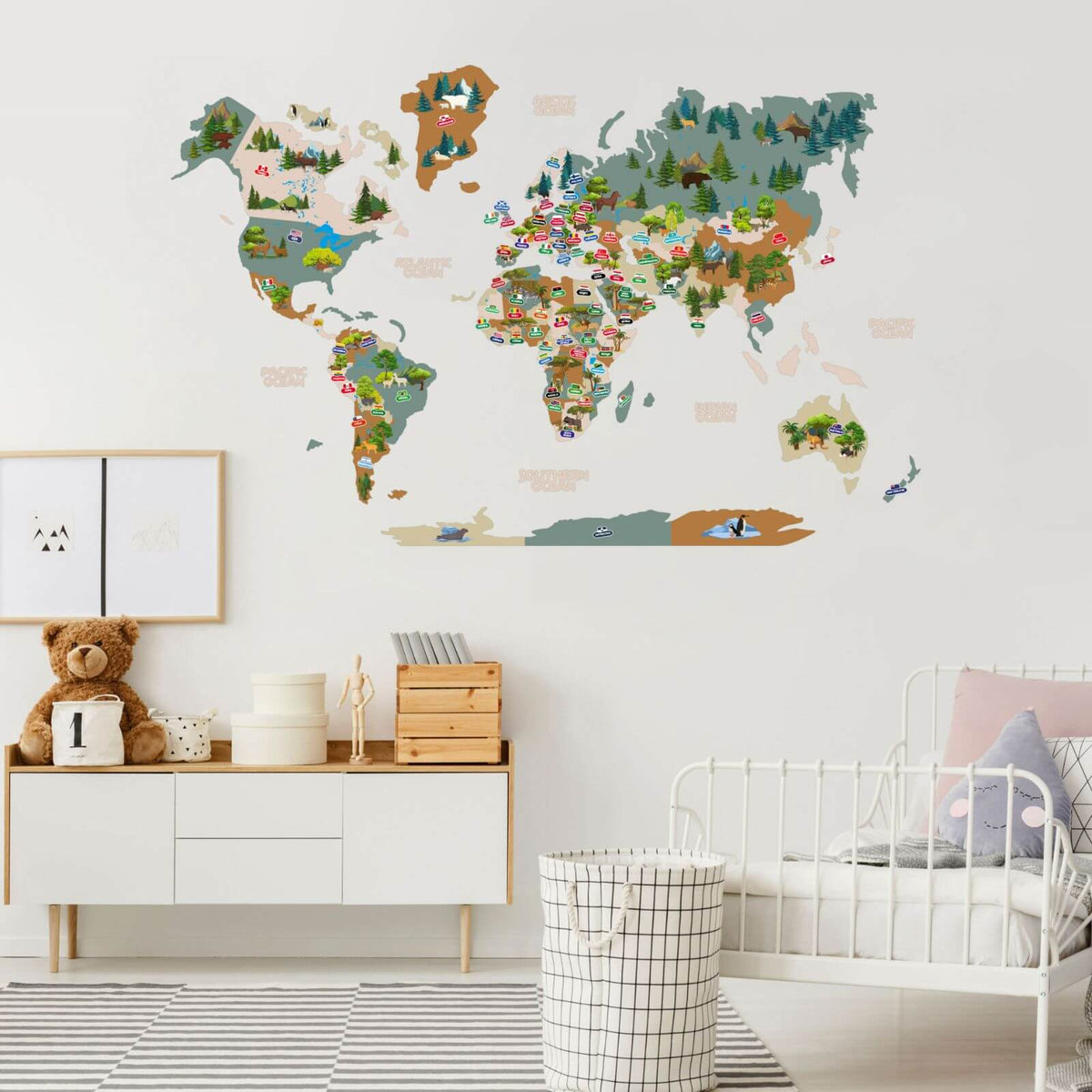 Kids World Map Khaki ‣ From Enjoy The Wood ‣ Order Now