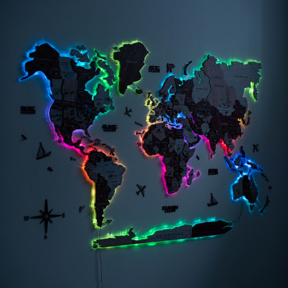3D LED Wooden World Maps - Enjoy The Wood → Order Now