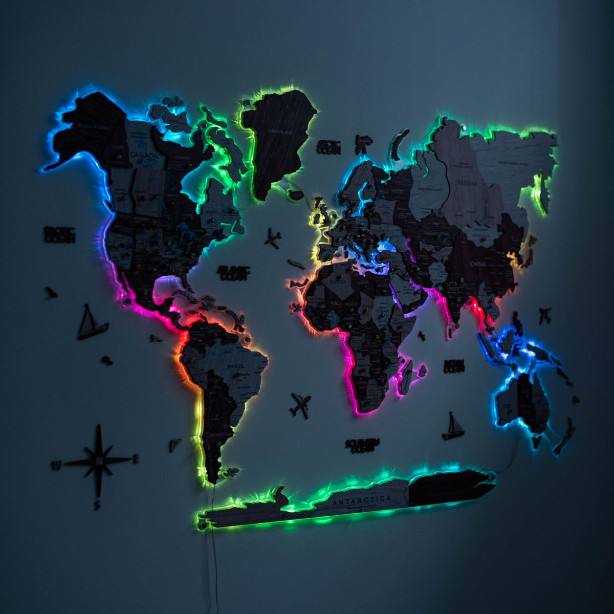 3D LED Wooden World Maps - Enjoy The Wood → Order Now