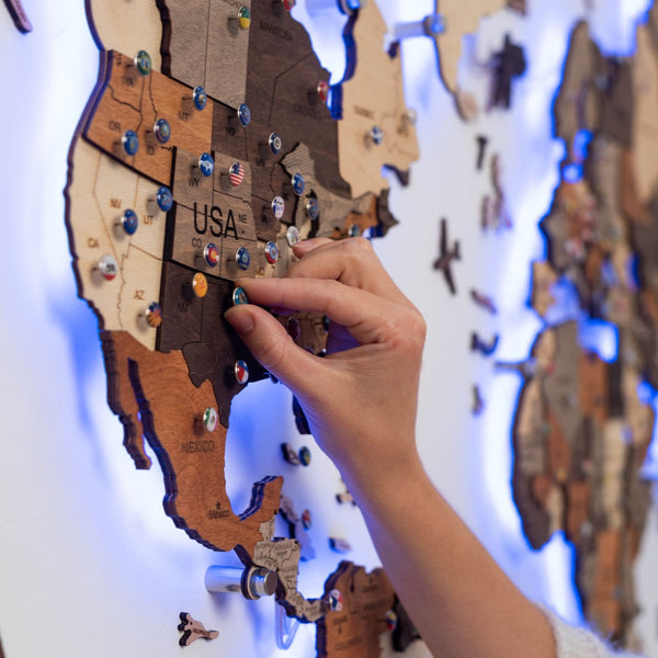 3D LED Wooden World Map from Enjoy The Wood ‣ Order Now