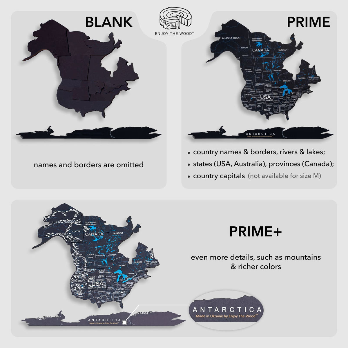 3D Wooden World Map Midnight ‣ Enjoy The Wood