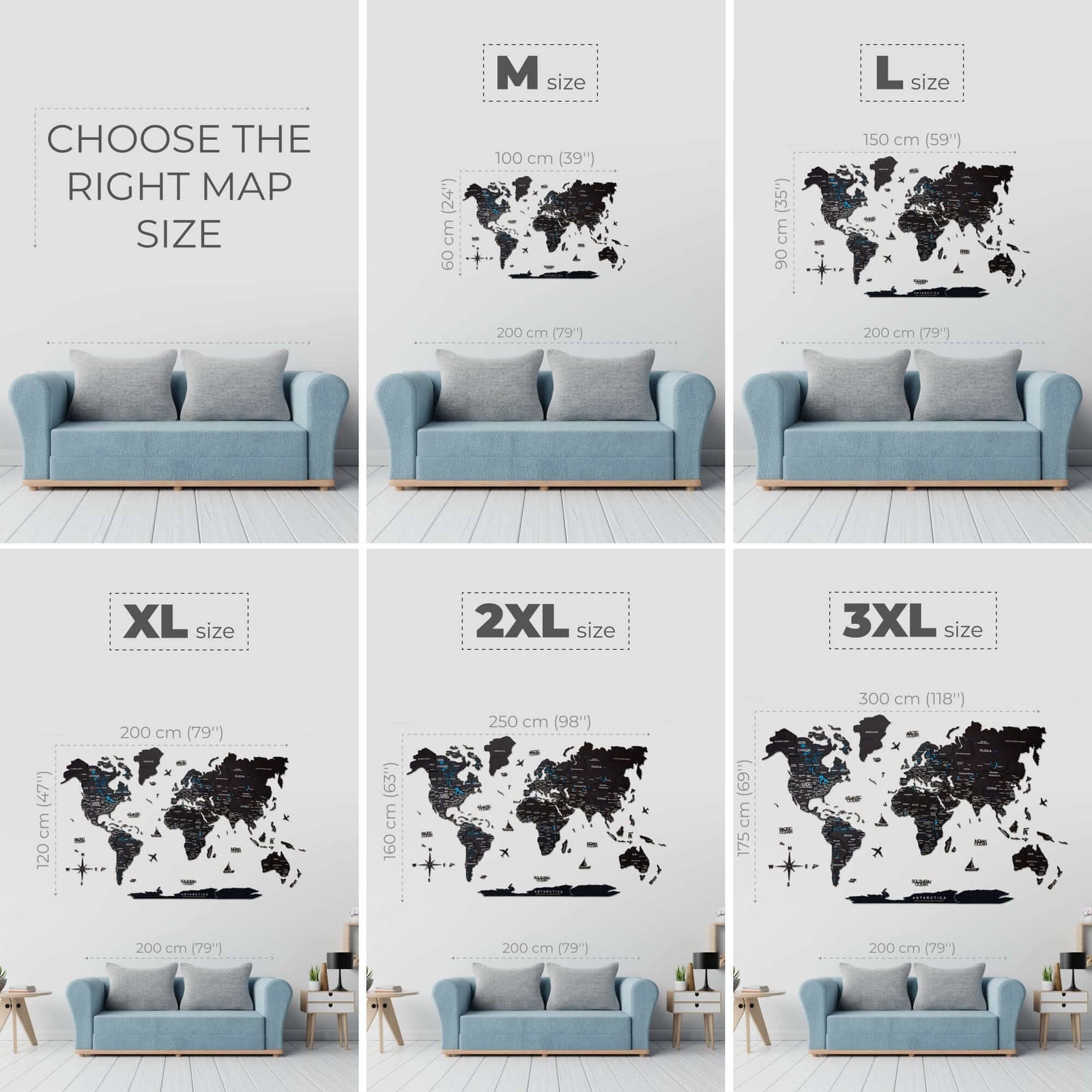 3D LED / LUMINOUS Wooden World Map Midnight ‣ Order Now