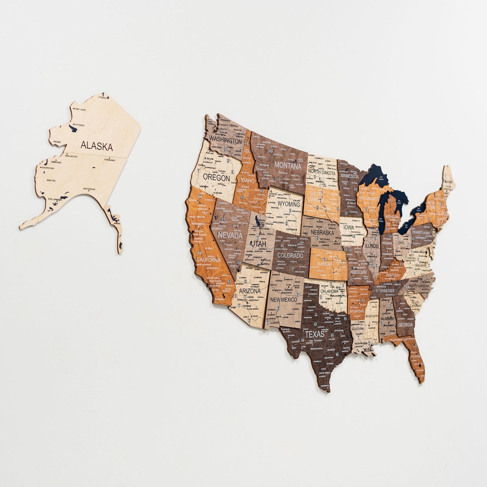 Wooden 3d Map of USA - Multicolor • Enjoy The Wood