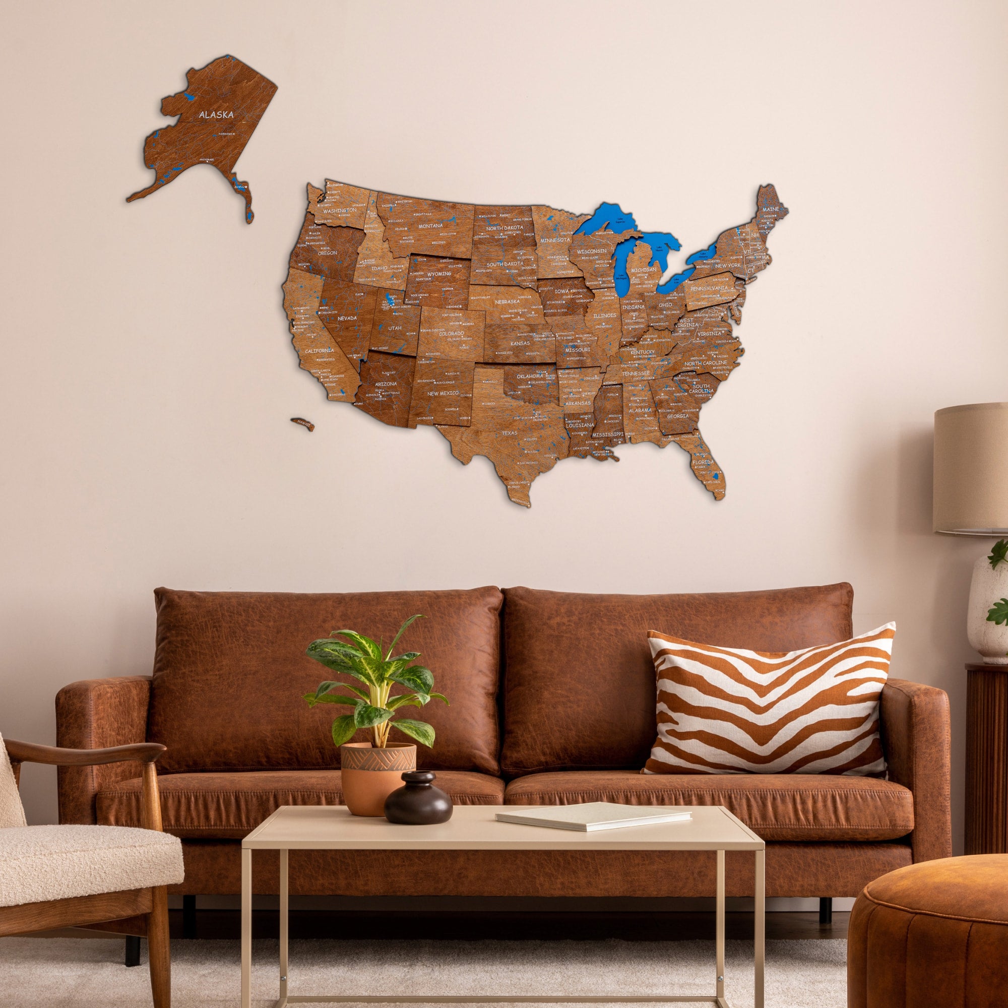 Wooden 3d Map of USA - Oak • Enjoy The Wood