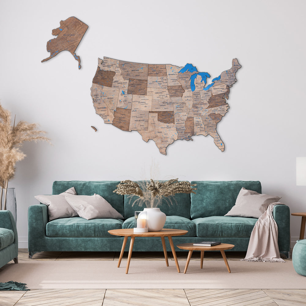 Wooden 3d Map of USA - Terra • Enjoy The Wood
