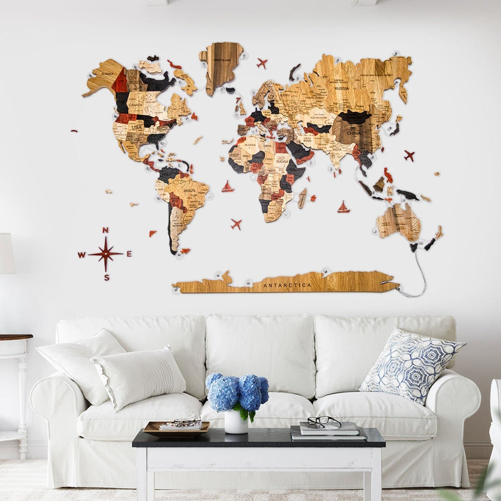 3D Solid Wooden World Map → Enjoy The Wood ‣ Order Now