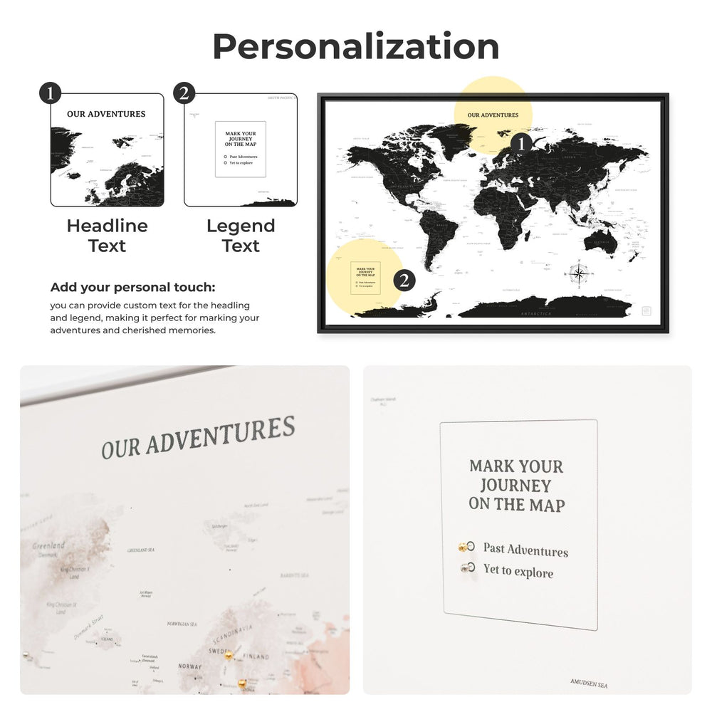 World Map on Canvas - Onyx • Enjoy The Wood