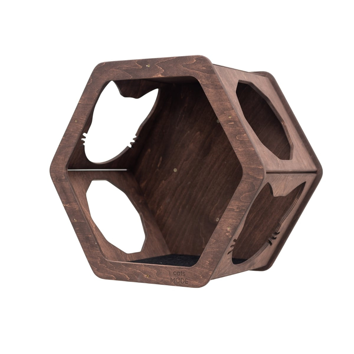 Cat Hexagon Shelf Dark Walnut Enjoy The Wood