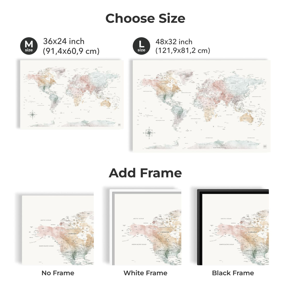 World Map on Canvas - Colorful • Enjoy The Wood