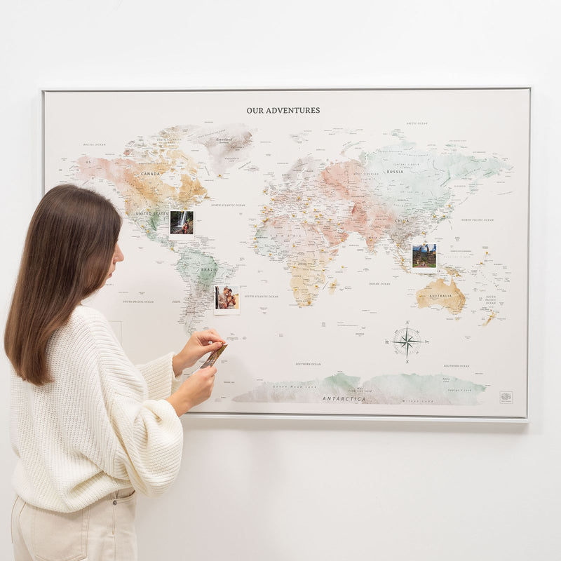World Map on Canvas - Colorful • Enjoy The Wood