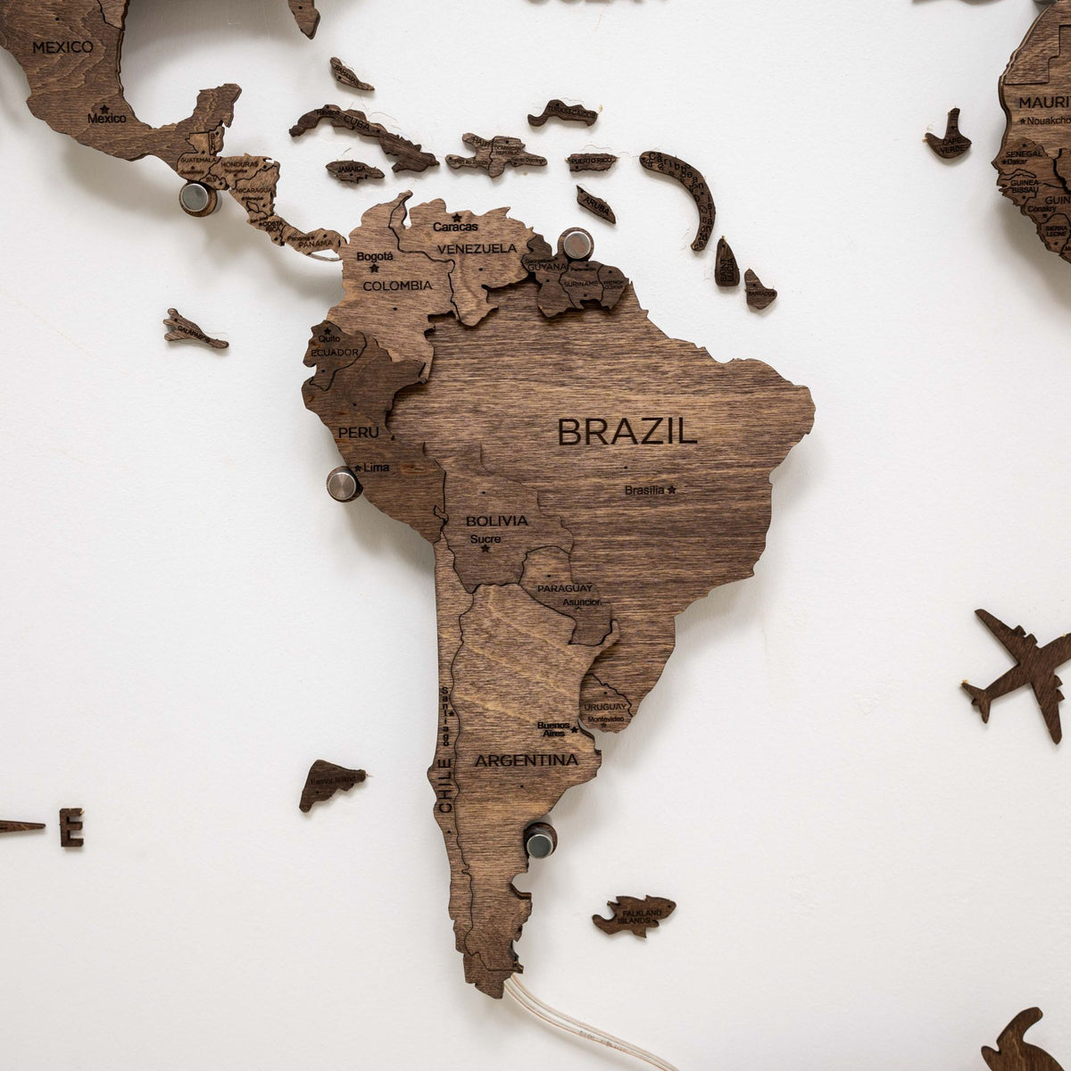 3D LED Wooden World Map → Dark Walnut → Enjoy The Wood