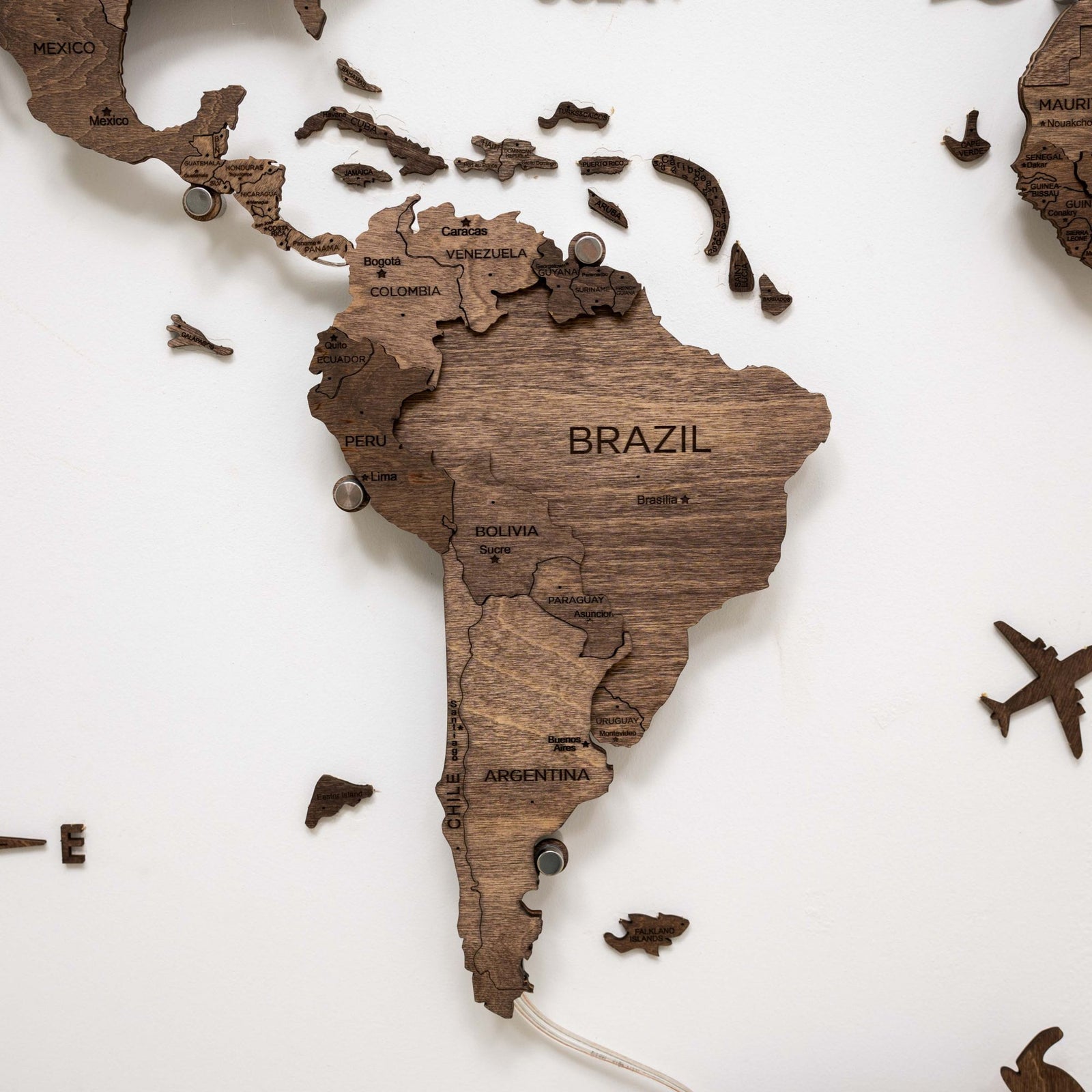 3D LED Wooden World Map → Dark Walnut → Enjoy The Wood
