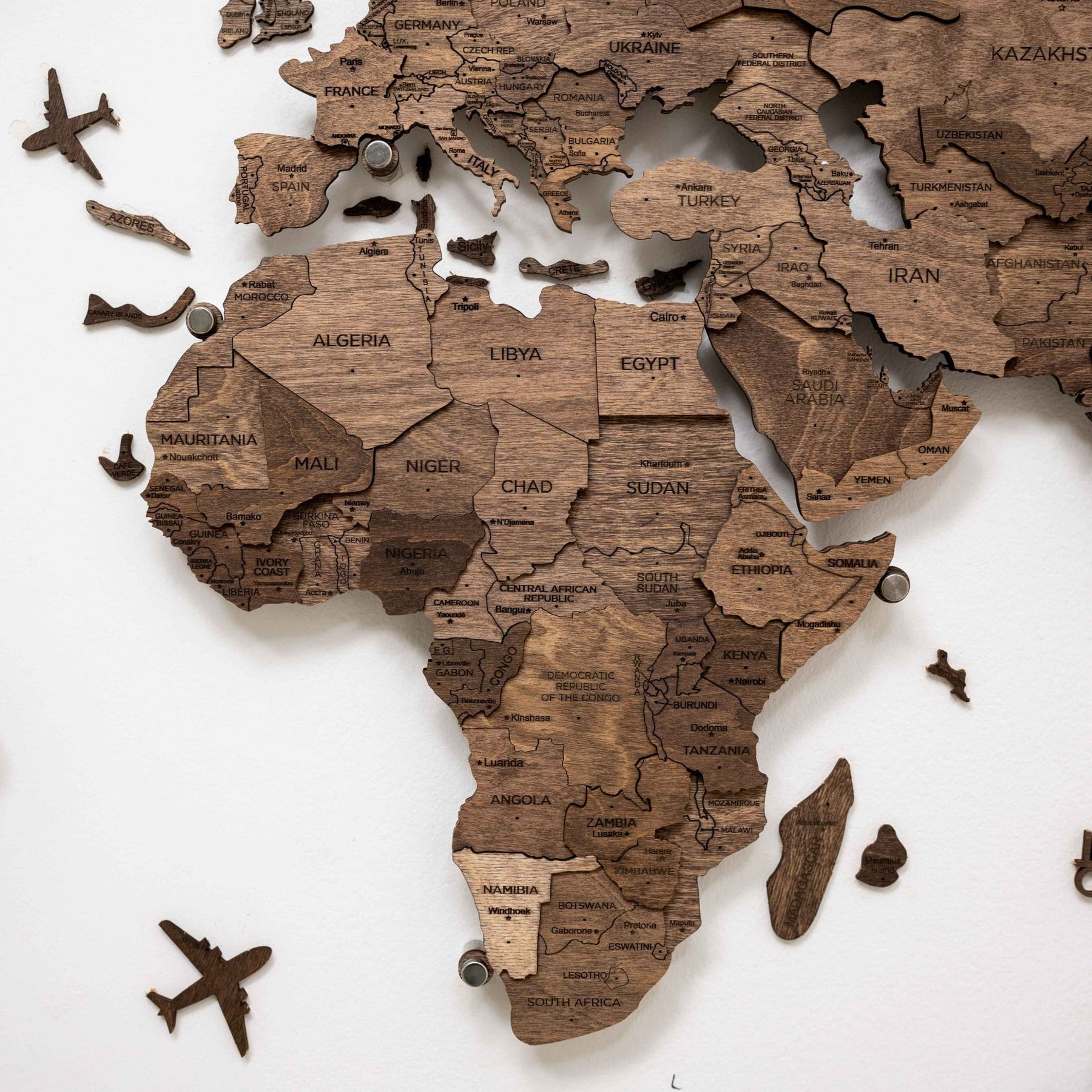 3D LED Wooden World Map → Dark Walnut → Enjoy The Wood