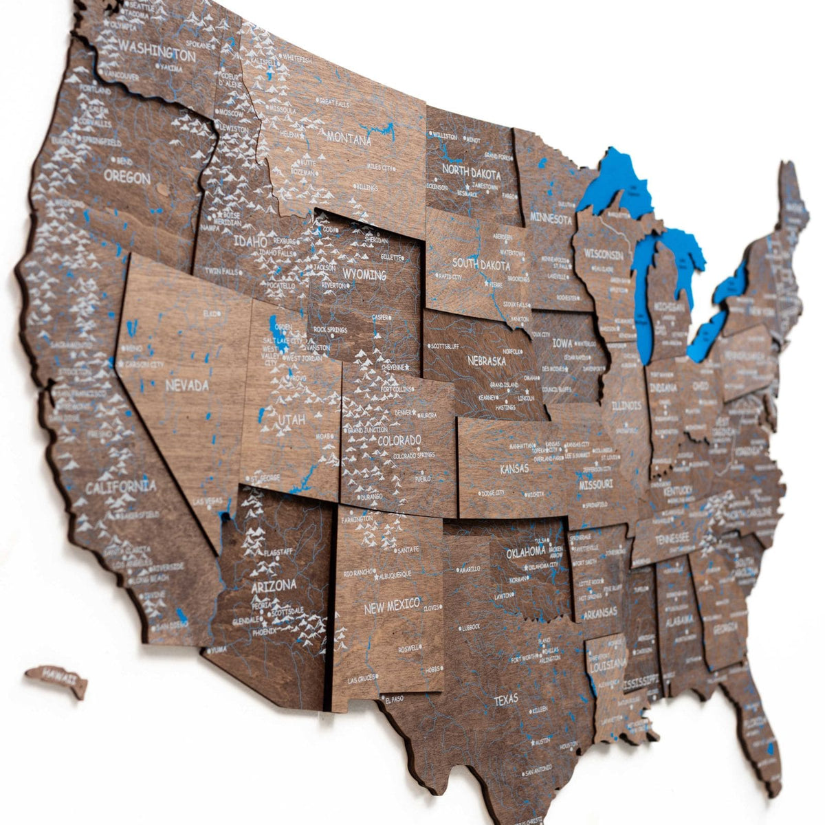 Wooden 3d Map of USA - Dark Walnut • Enjoy The Wood