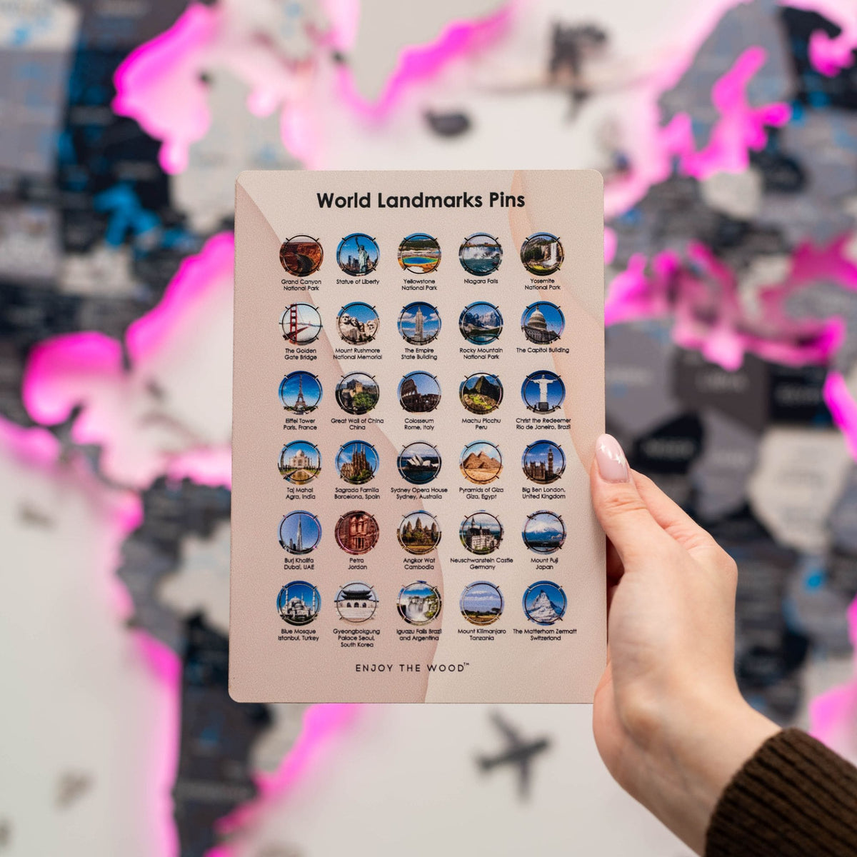 Wooden World Landmarks Pins • Enjoy The Wood