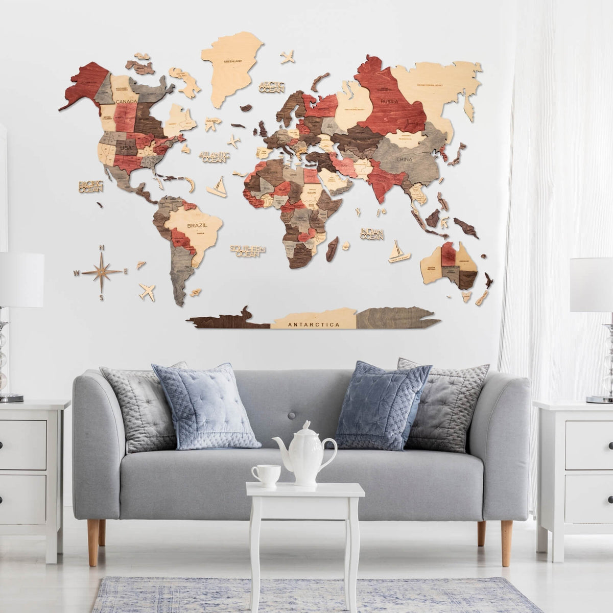 3D Wooden World Map Fusion ‣ Enjoy The Wood ‣ Order Now