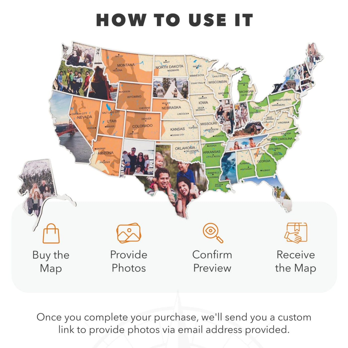 USA Photo Map Physical • Enjoy The Wood