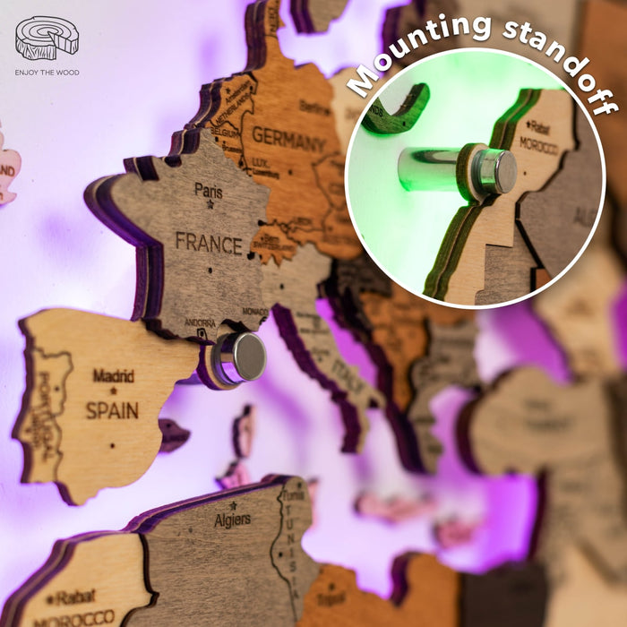 3D LED Wooden World Map from Enjoy The Wood ‣ Order Now