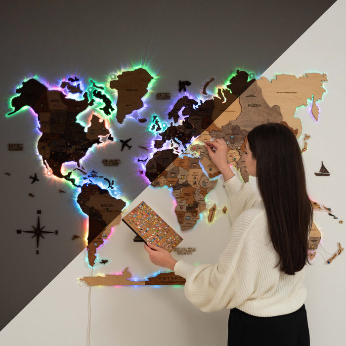 3D LED Wooden World Map - 2.0 ‣ From Enjoy The Wood