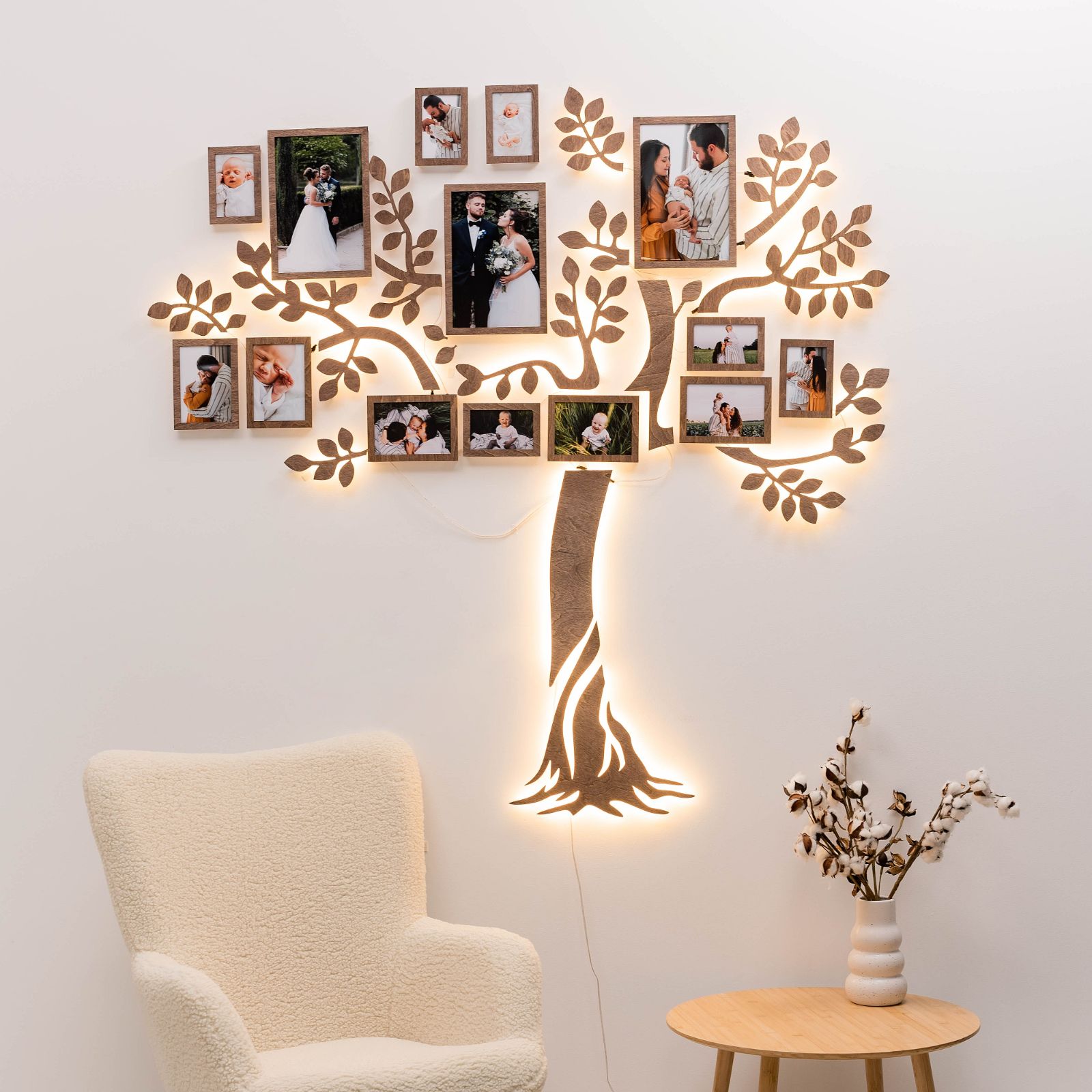Wooden Led Family Tree - Starlight • Enjoy The Wood