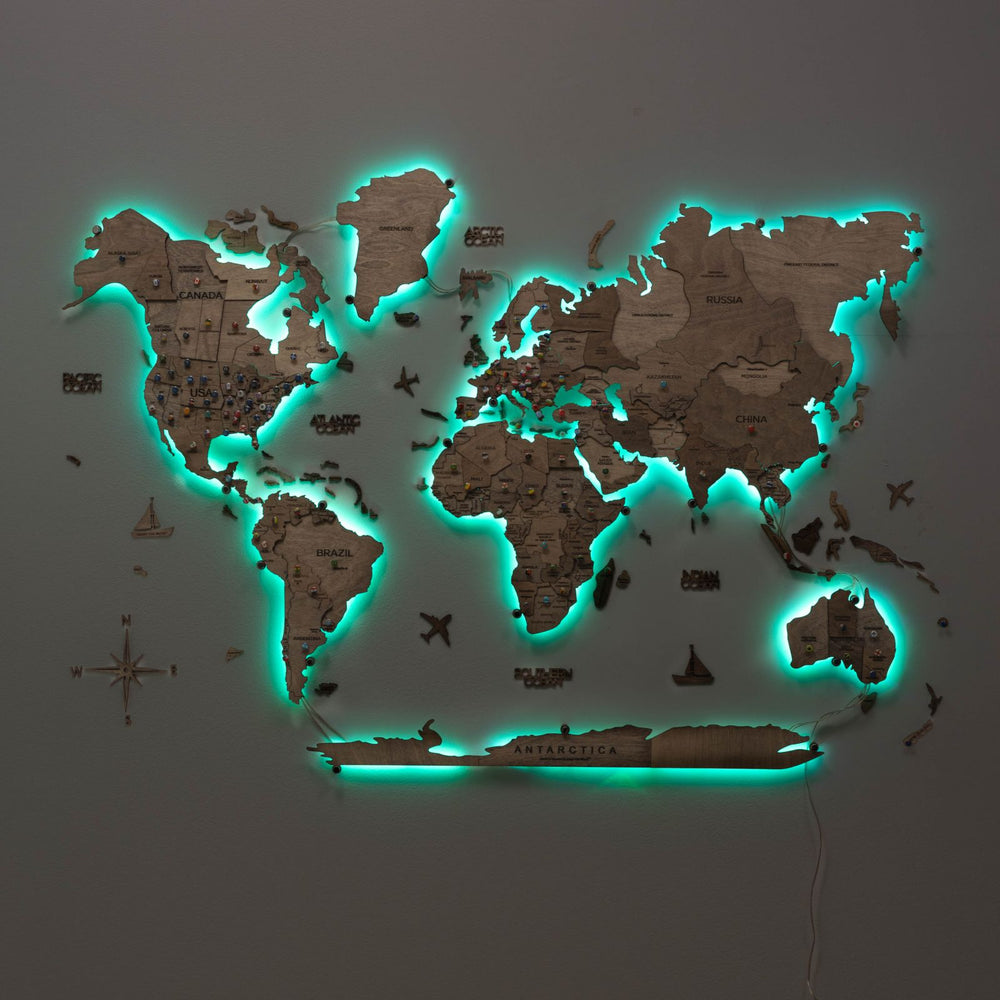 3D LED Wooden World Map - Tera ‣ From Enjoy The Wood