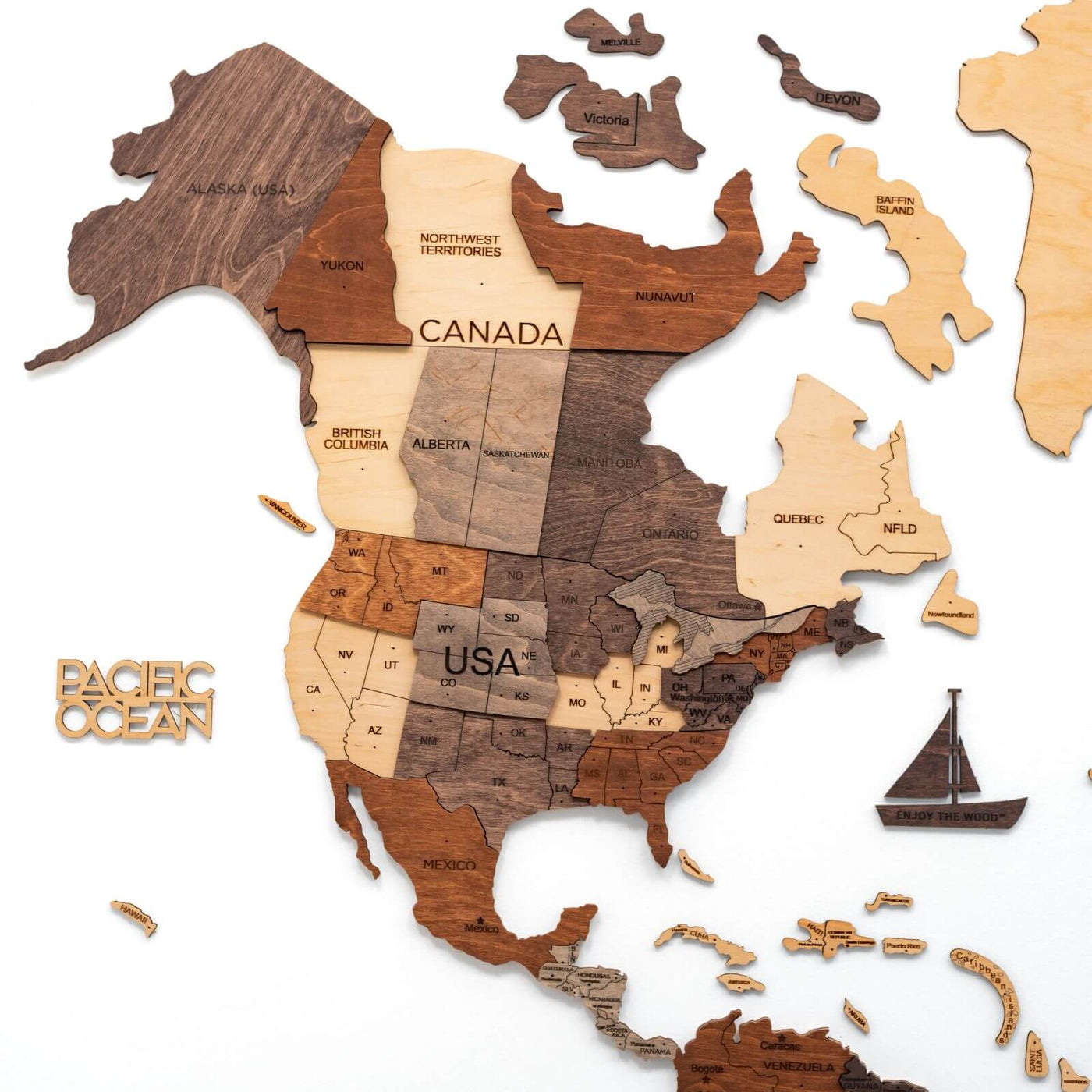 3D Wooden World Map Multicolor ‣ Enjoy The Wood
