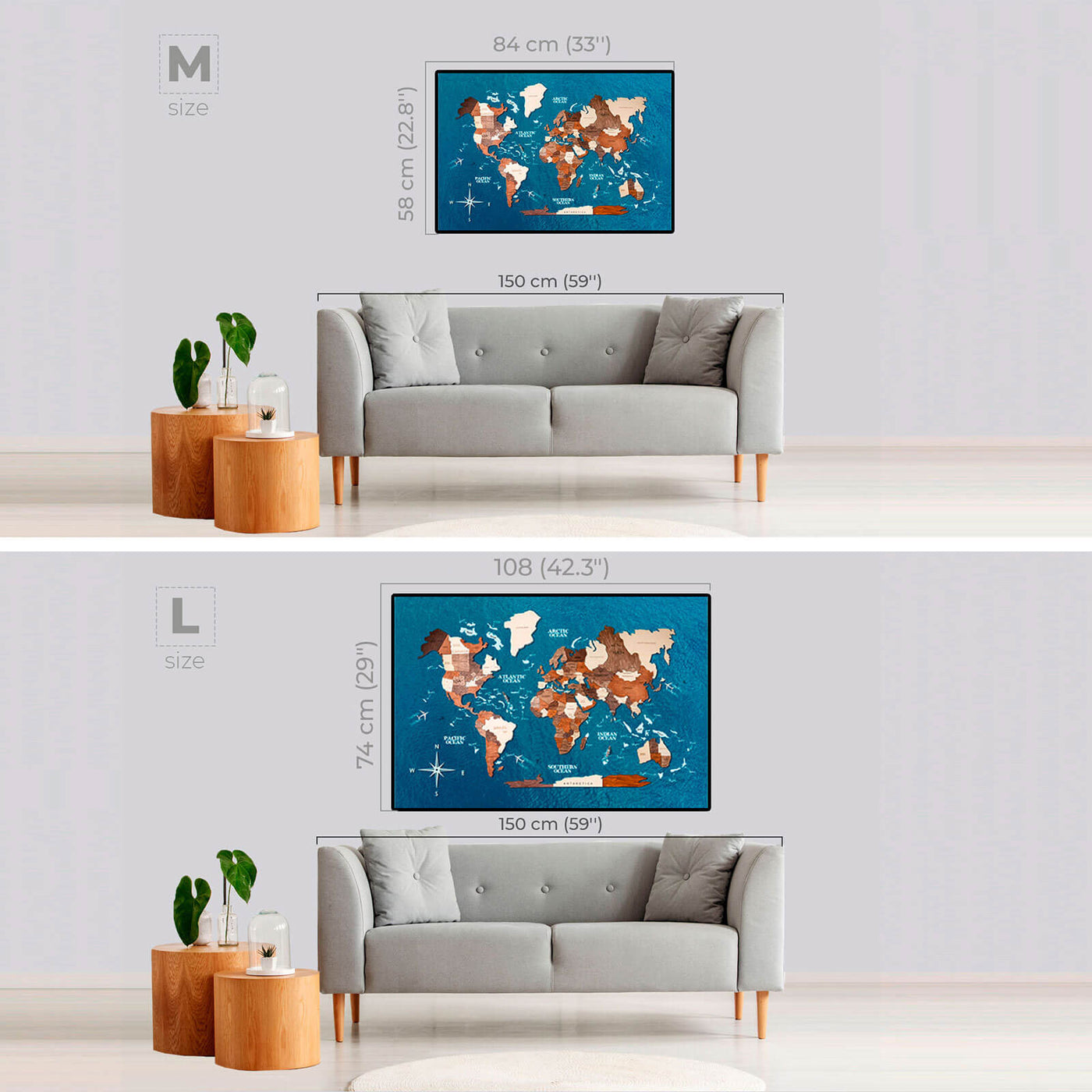 3D Wooden Panel World Map Multicolor → Enjoy The Wood