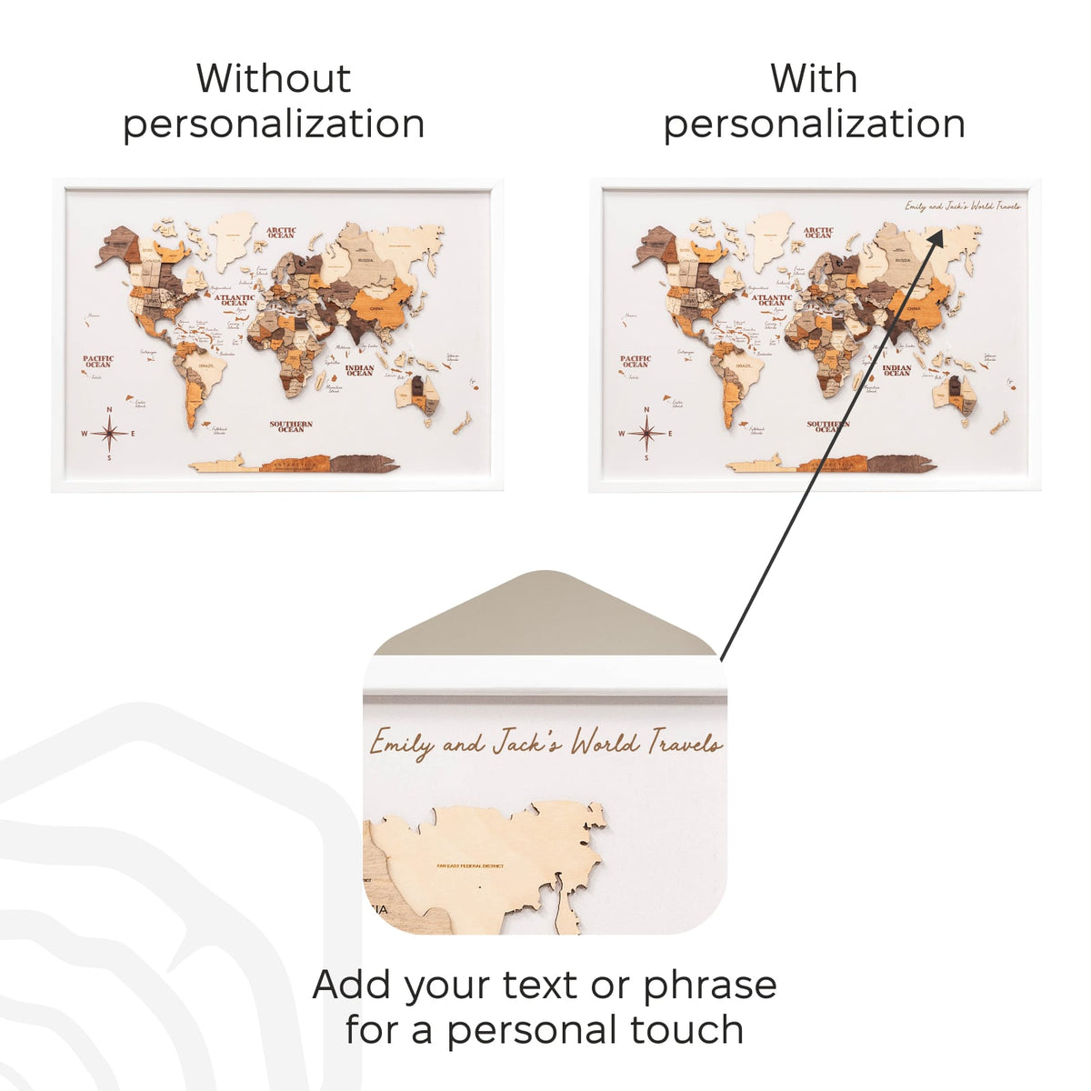 3D Wooden Panel World Map Multicolor → Enjoy The Wood