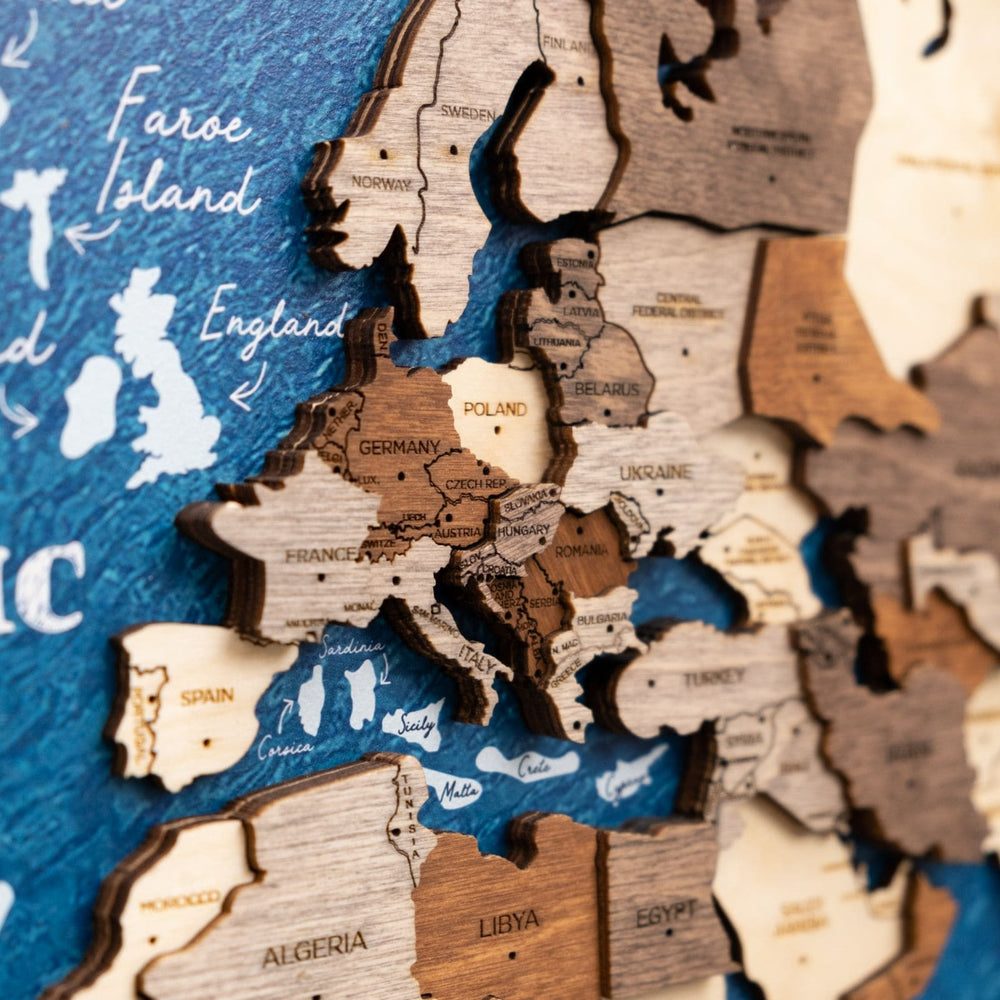 3D Wooden Panel World Map Multicolor → Enjoy The Wood