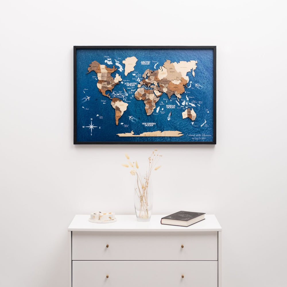 3D Wooden Panel World Map Multicolor → Enjoy The Wood
