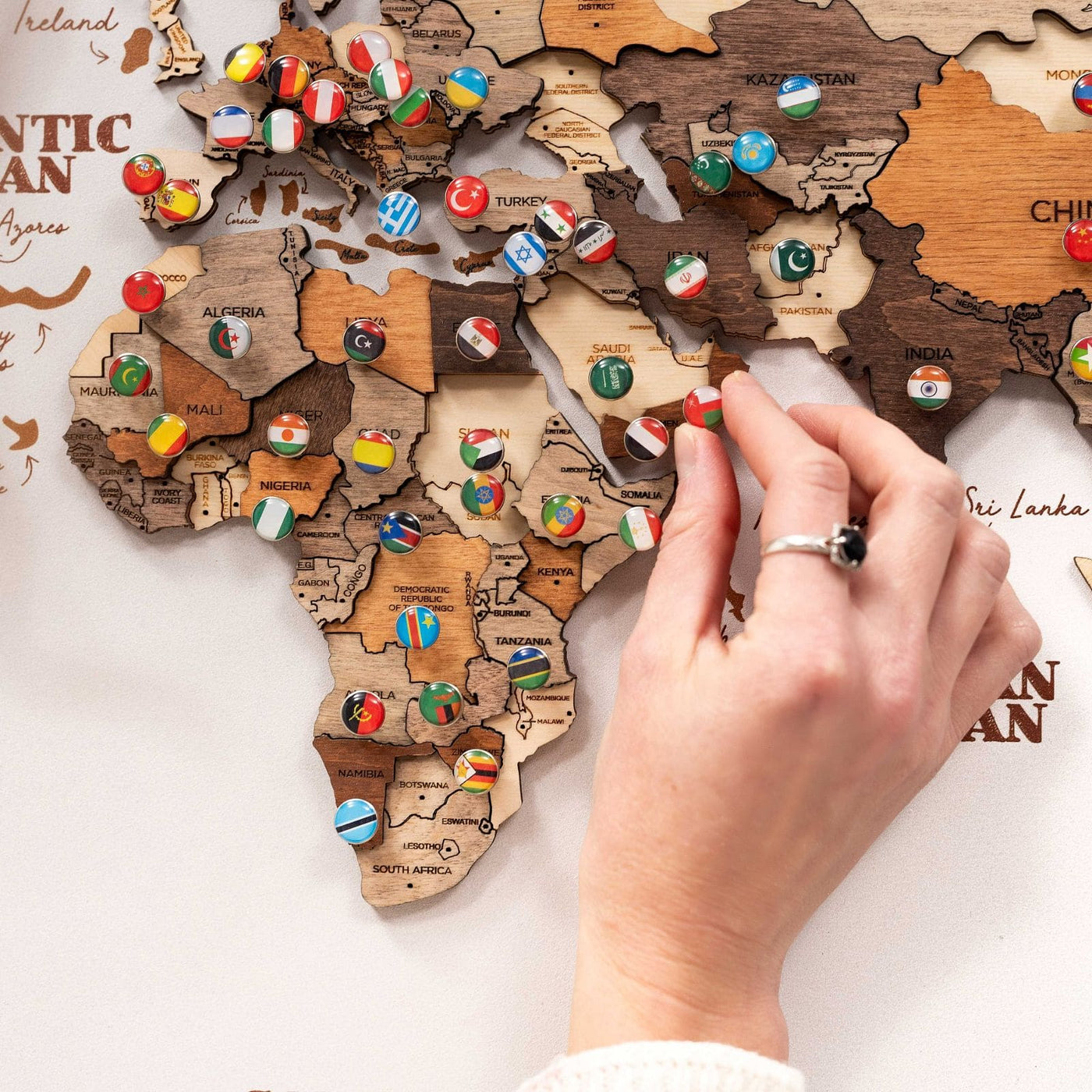 3D Wooden Panel World Map Multicolor → Enjoy The Wood