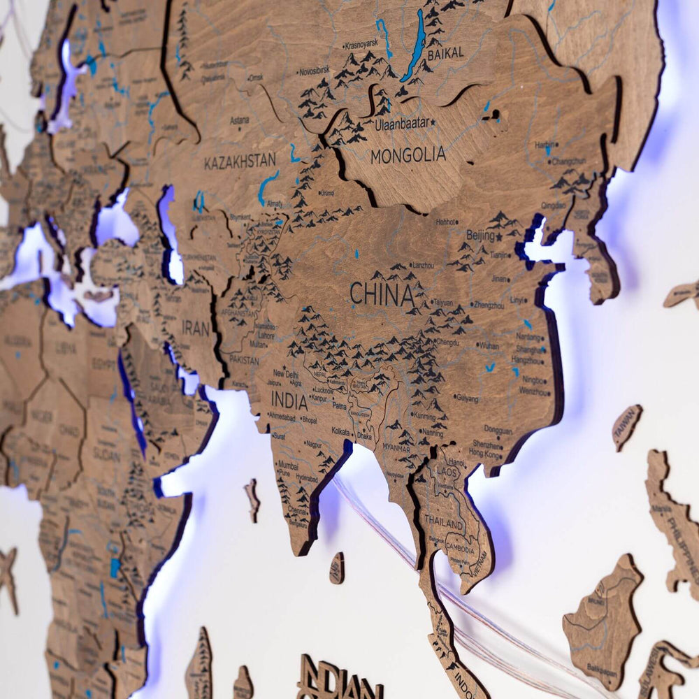 3D LED Wooden World Map - Tera ‣ From Enjoy The Wood