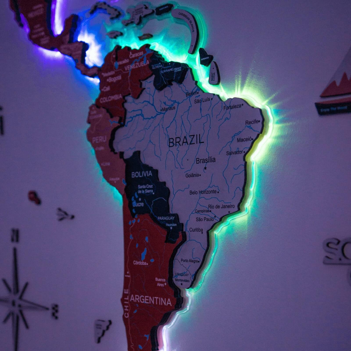 3D LED Luminous Magnetic Colored World Map → Order Now