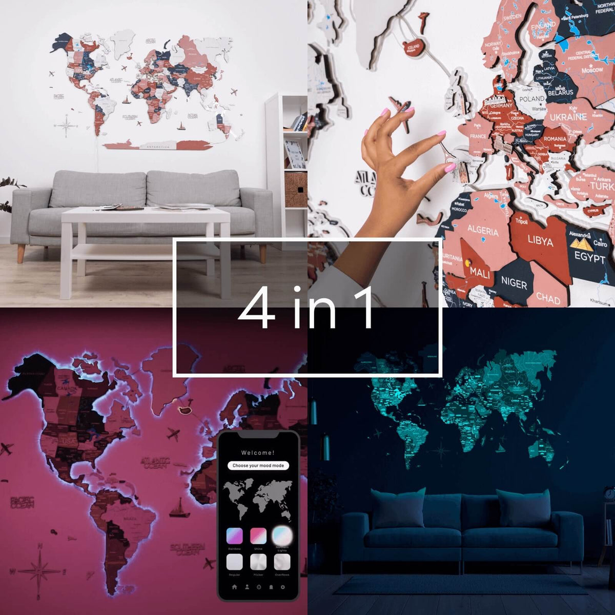 3D LED Luminous Magnetic Colored World Map → Order Now