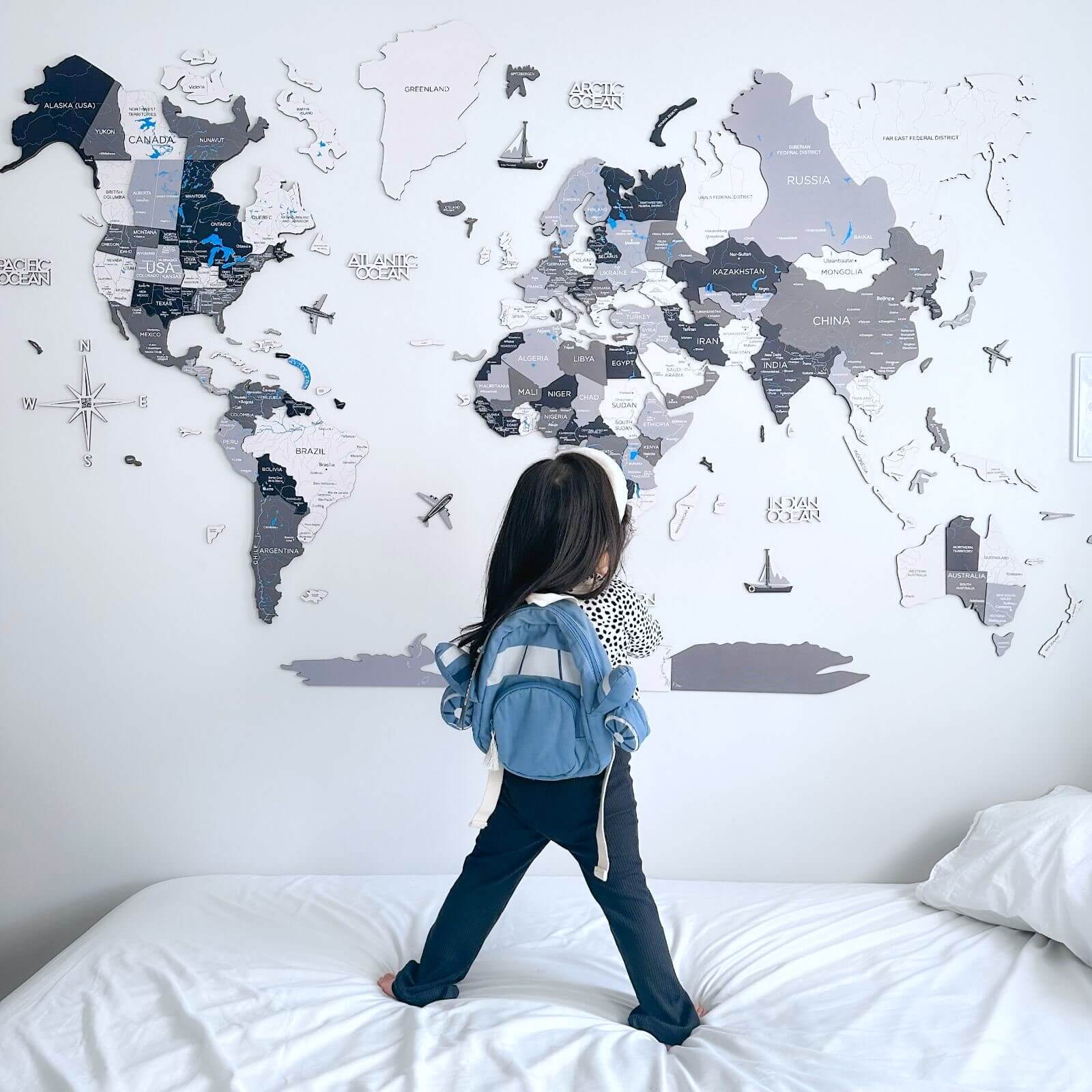 3D Colored Wooden World Map ‣ From Enjoy The Wood