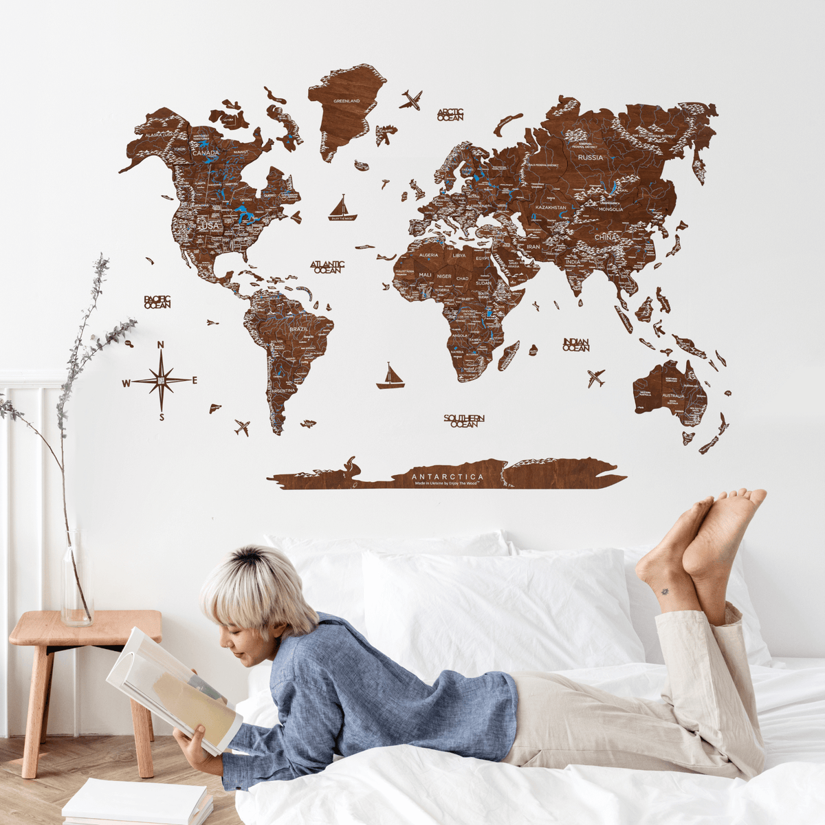 3D Wooden World Map Multilayered Oak ‣ Enjoy The Wood