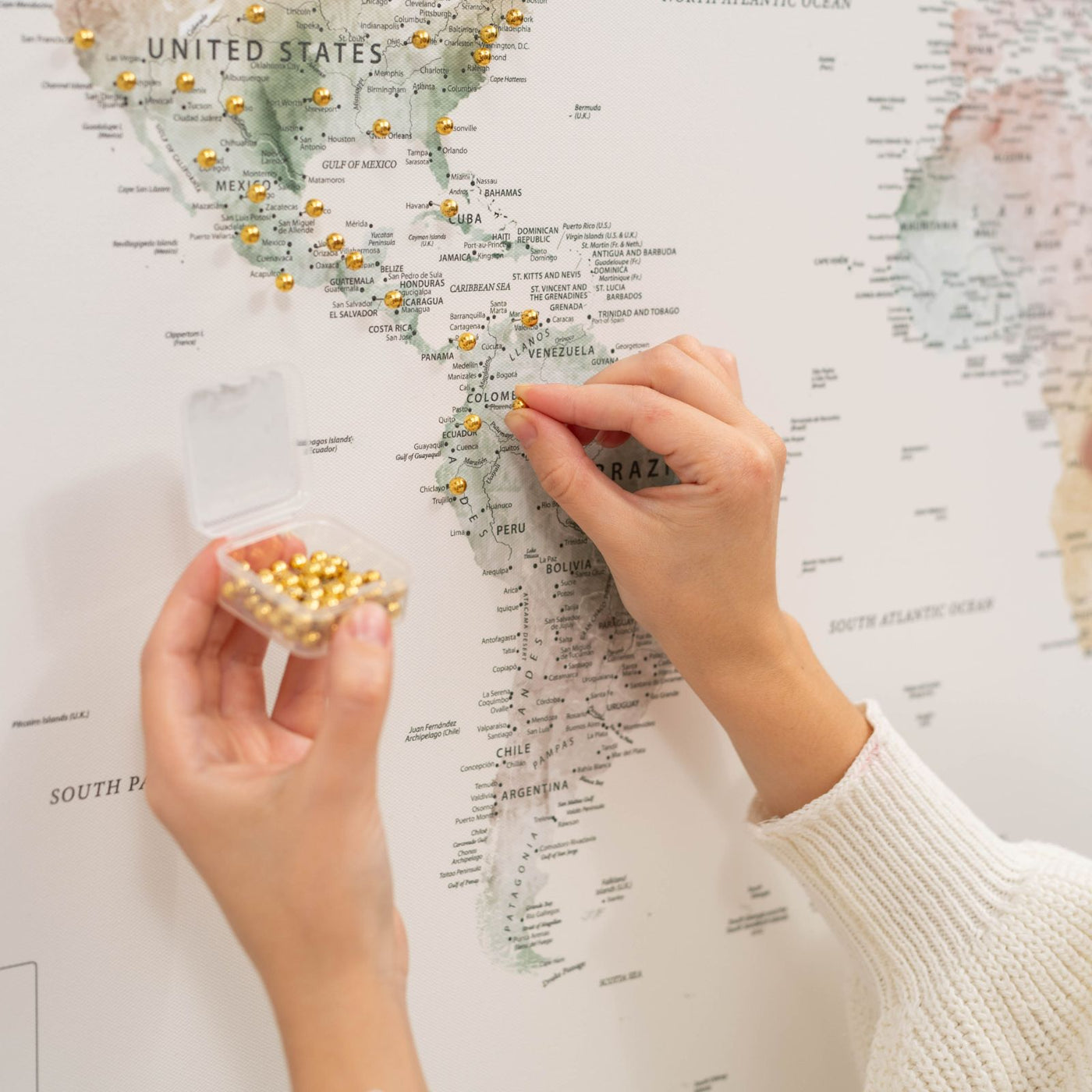 World Map on Canvas | Push Pin Travel Map