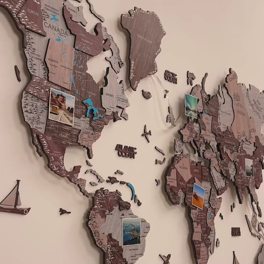 3D LED / LUMINOUS Wooden World Map Nordik ‣ Order Now