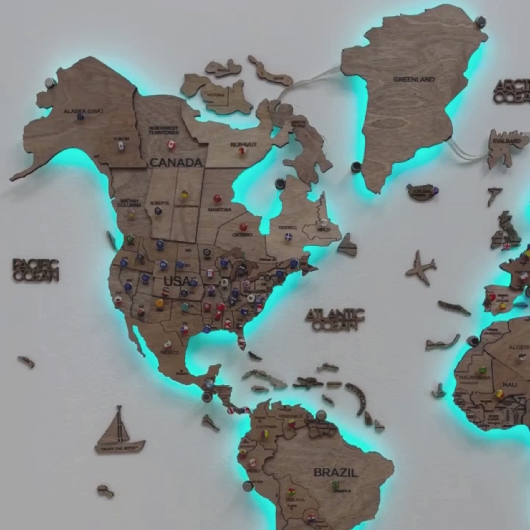 3D LED Wooden World Map - Tera ‣ From Enjoy The Wood