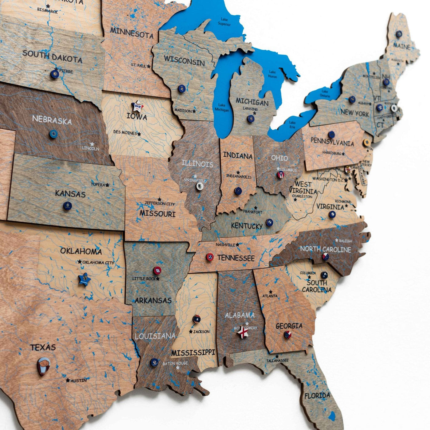 Wooden 3d Map of USA - Smokey • Enjoy The Wood