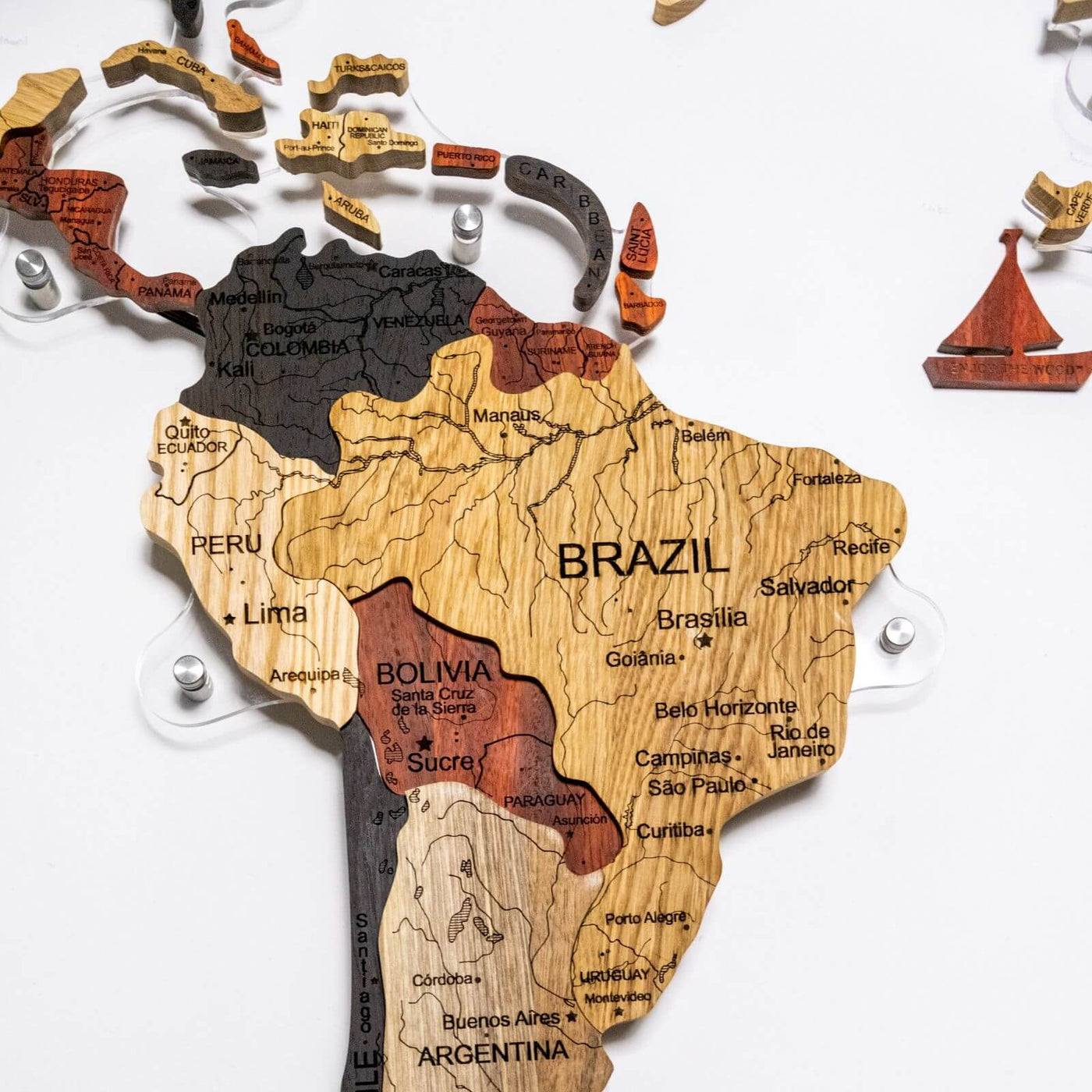 3D Solid Wooden World Map → Enjoy The Wood ‣ Order Now