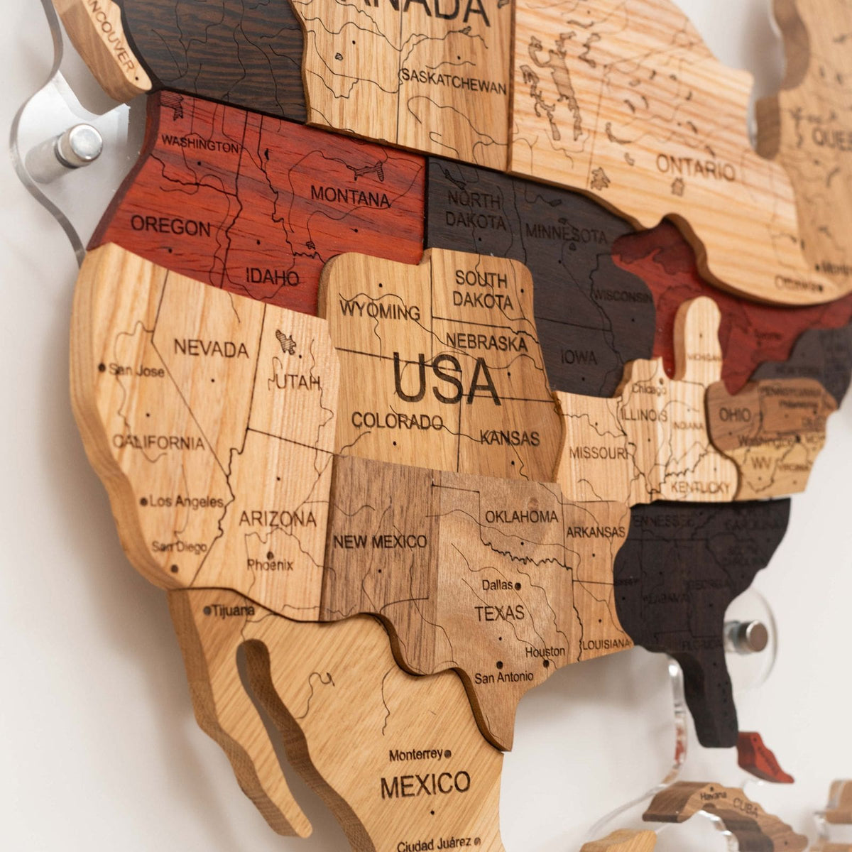 3D Solid Wooden World Map → Enjoy The Wood ‣ Order Now